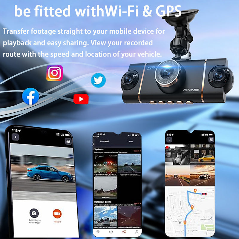 🏆60% RABATT 🚗 📹4-Channel HD Dashcam with Front Interior Rear Recording ...